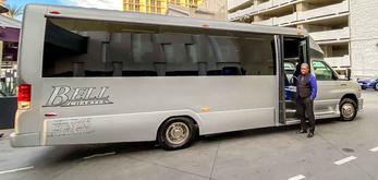 Bell Trans Airport Shuttle Bus Outside Caesars Palace