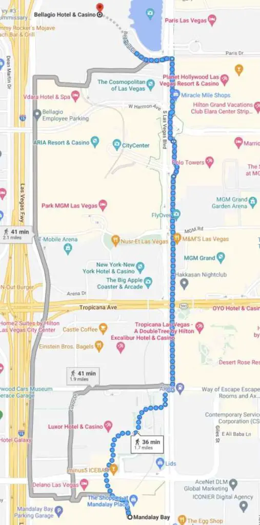 Walking to Bellagio From MGM Grand, Vdara, Aria, & Mandalay Bay (How ...