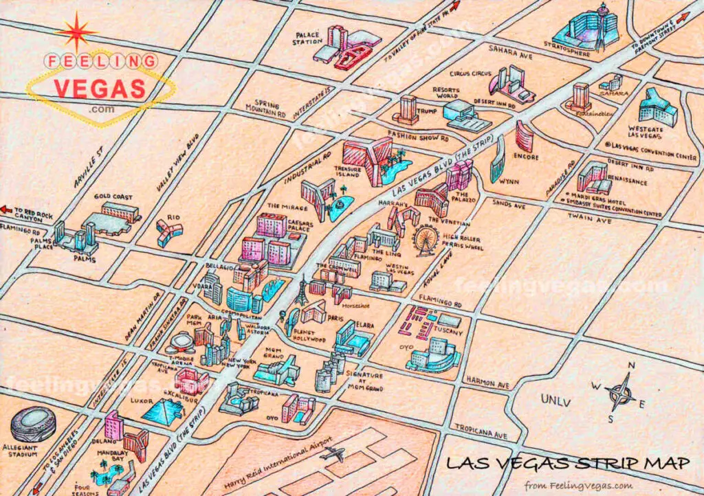 Las Vegas Strip Map 2024: (Casino Hotel Map | Printable PDF) - FeelingVegas
